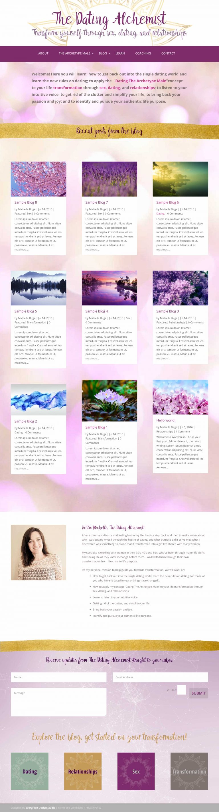 Website and Wordpress Blog Design for Dating Coach | Evergreen Design ...