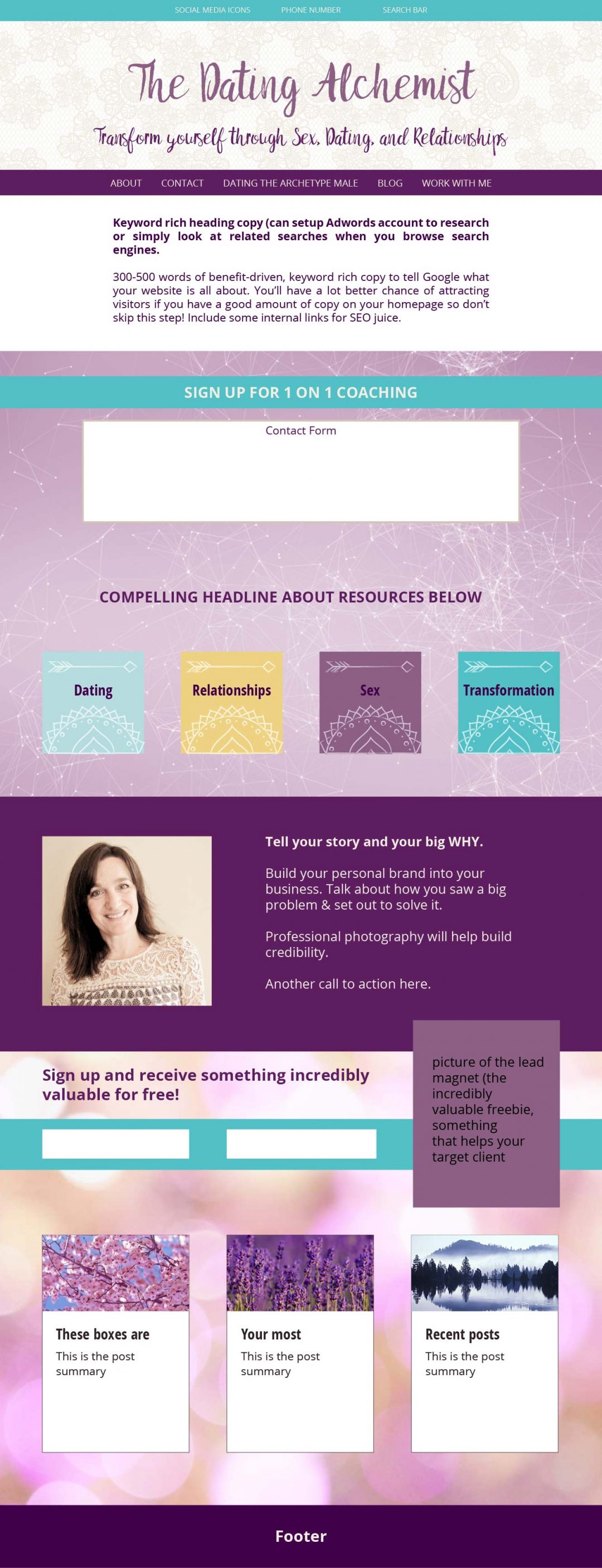 Website and Wordpress Blog Design for Dating Coach | Evergreen Design ...