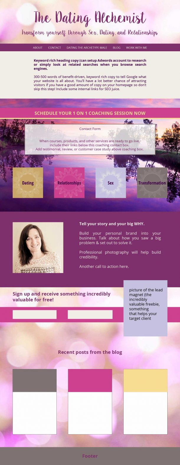 Website and Wordpress Blog Design for Dating Coach | Evergreen Design ...